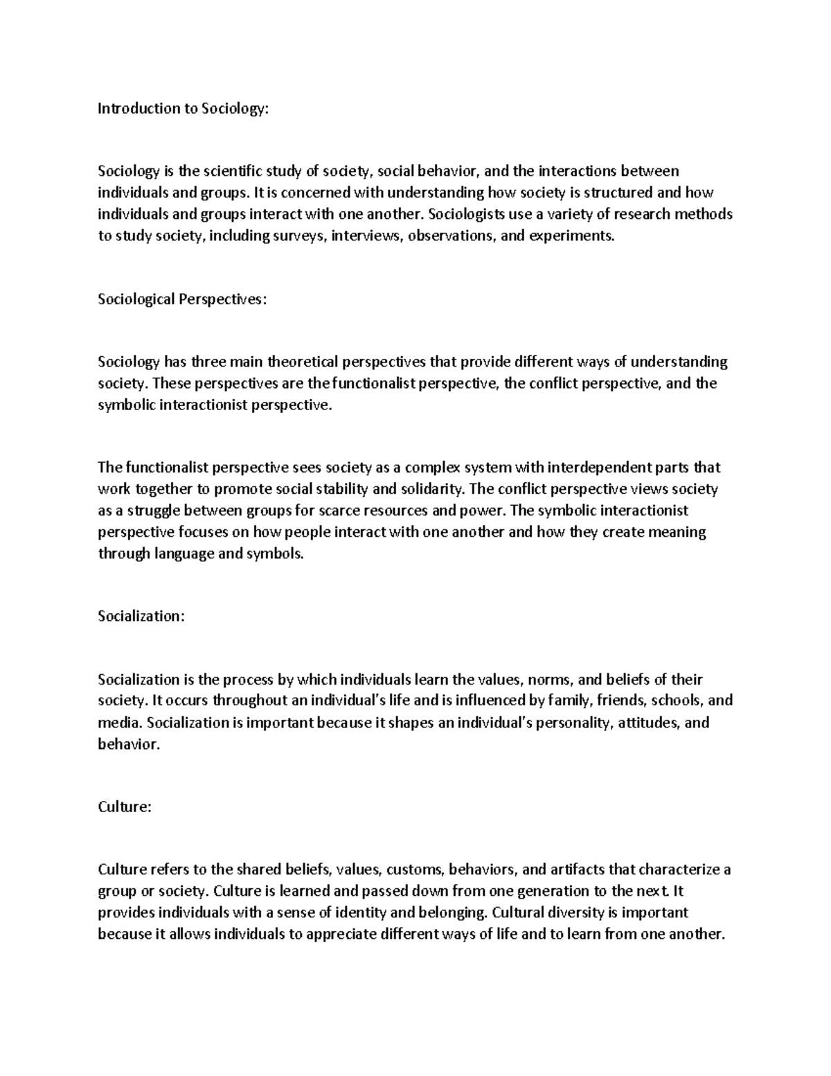 Sociology - Introduction to Sociology: Sociology is the scientific ...