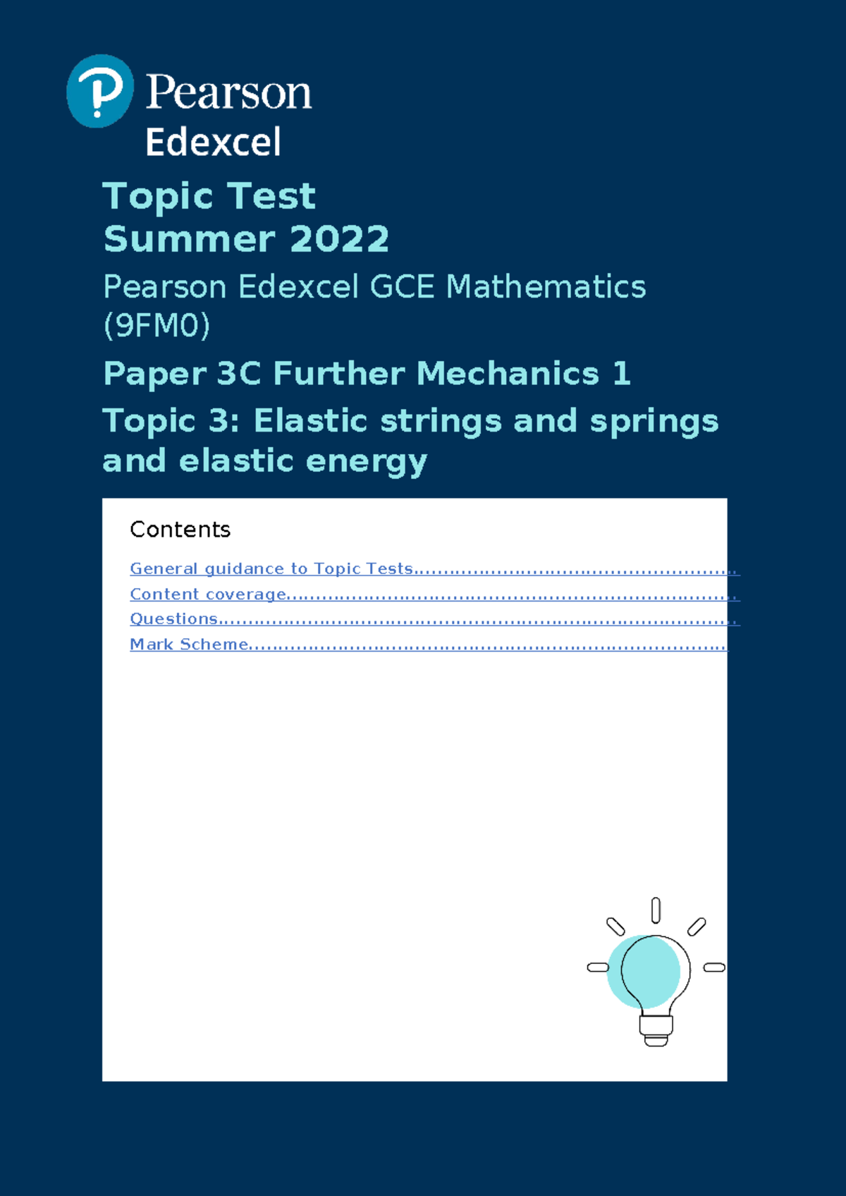 9FM0-3C Further Mechanics 1 Set 1 Topic 3 Elastic strings and springs and elastic energy word ...