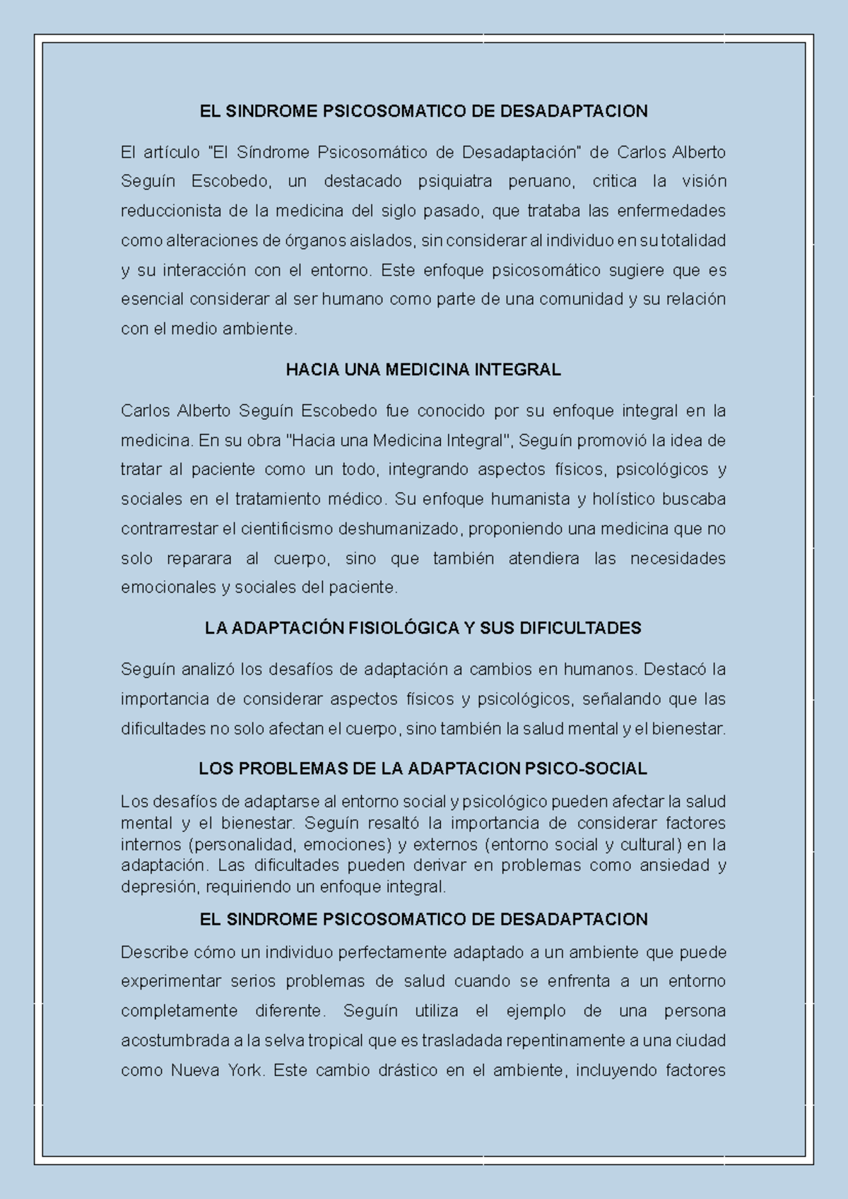 EL Sindrome Psicosomatico DE Desadaptacion - EL SINDROME PSICOSOMATICO ...