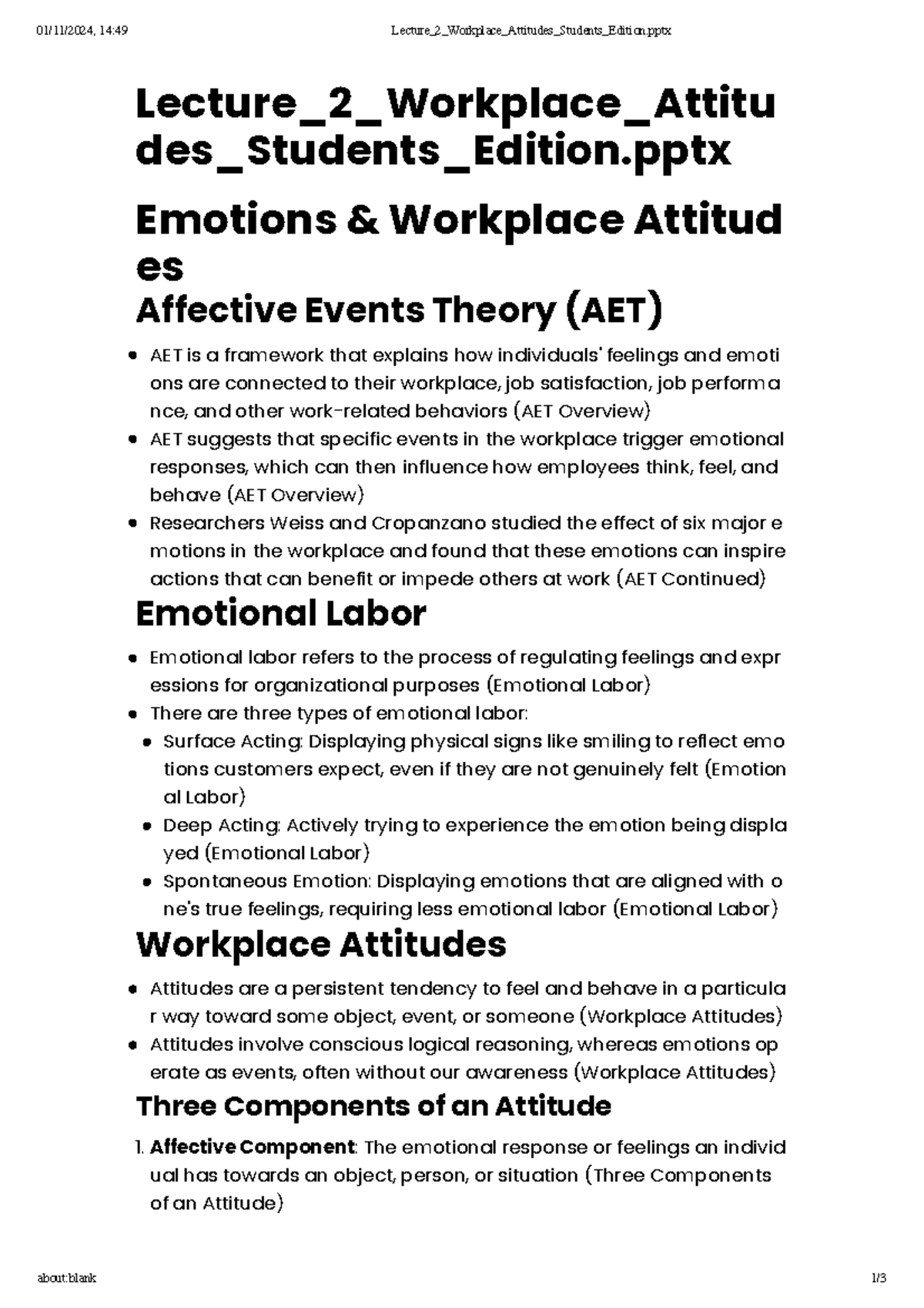 Affective Events Theory BUS1007S - Lecture_2_Workplace_Attitu des ...