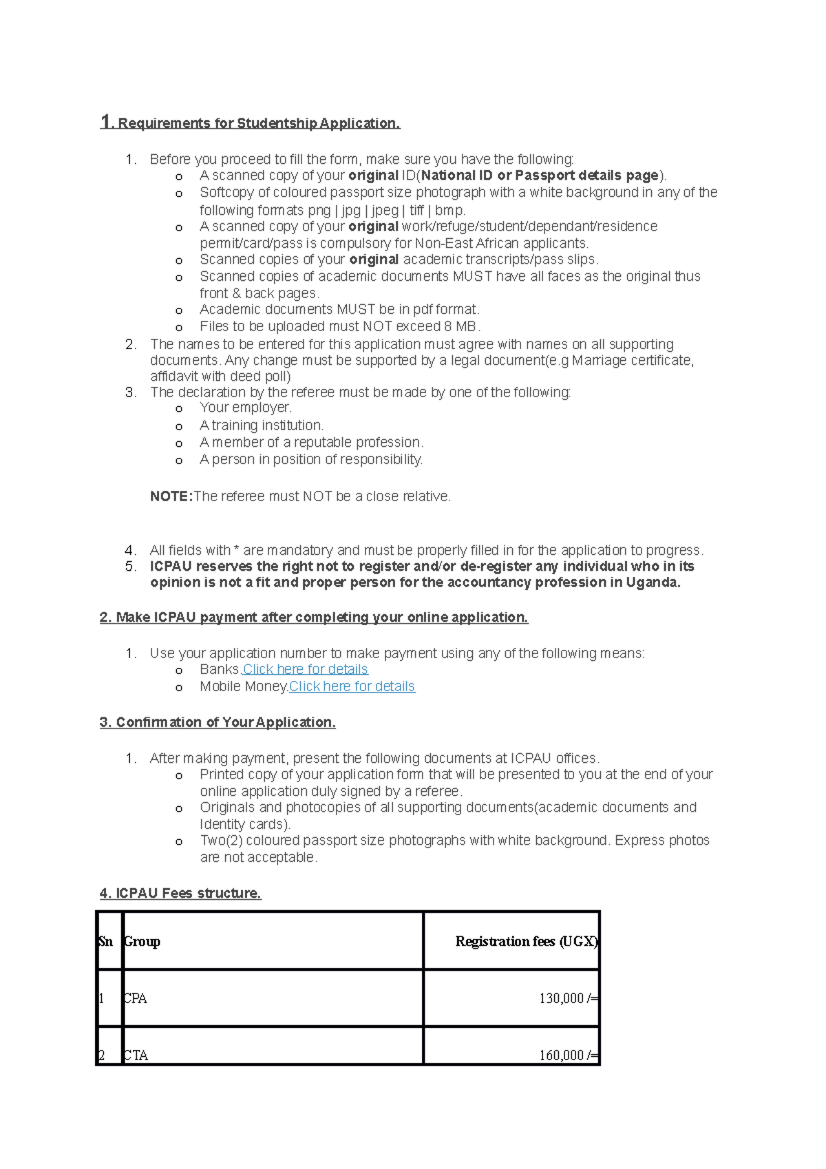 Application Procedured - 1. Requirements for Studentship Application ...
