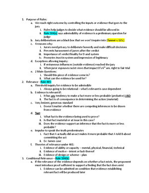 Evidence Outline 1 - Types of Evidence Oral Testimony o Fact Witness ...