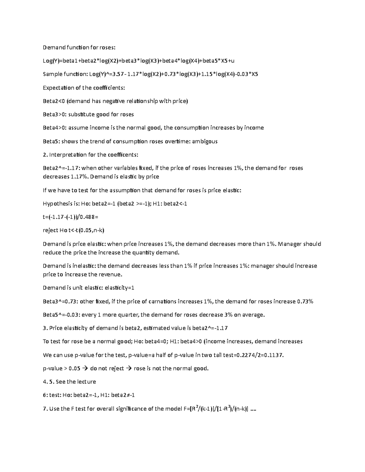Example solution ( demand for roses) specific type of example - Demand ...
