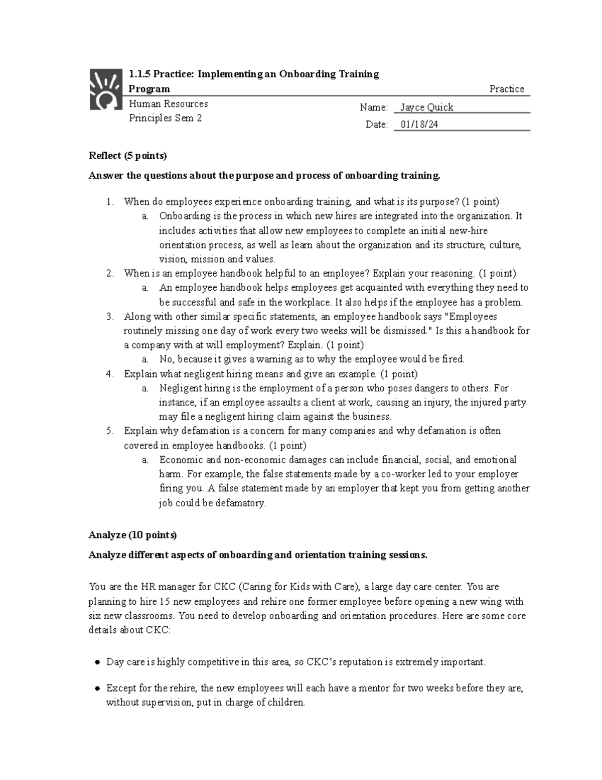 1.1.5 Practice - Implementing an Onboarding Training Program (Practice ...