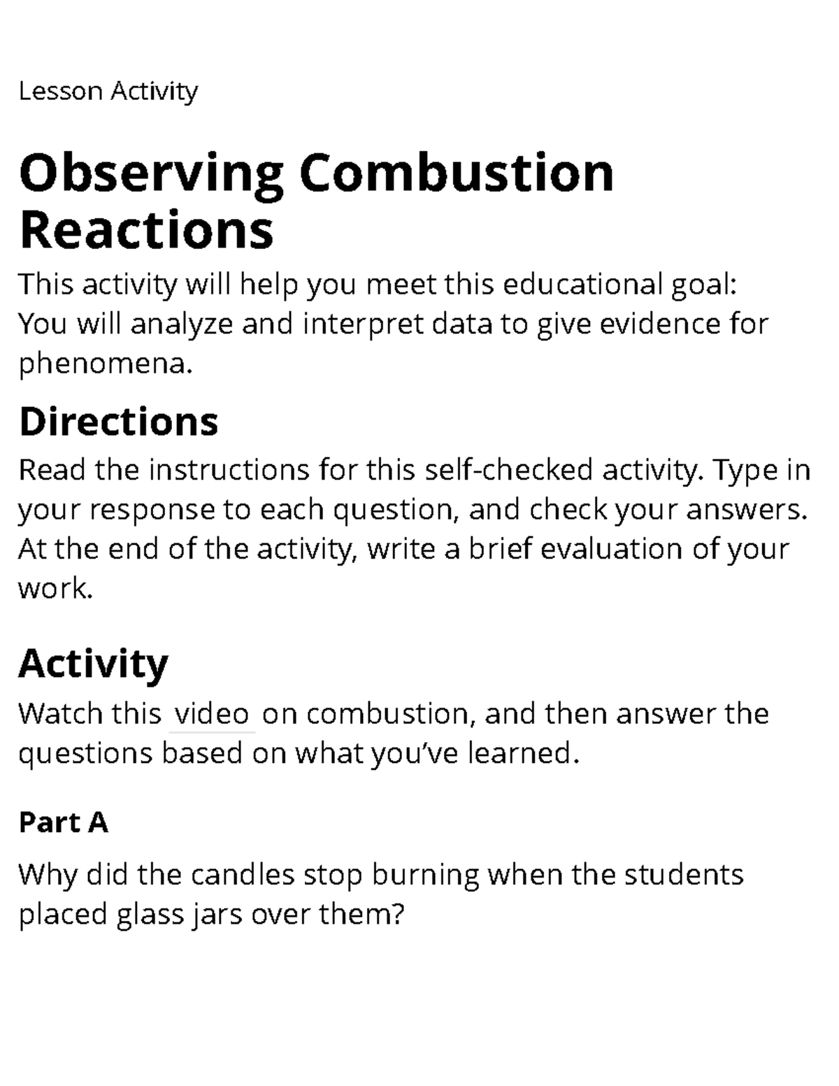 Energy Changes in Chemical Reactions Tutorial - Lesson Activity ...