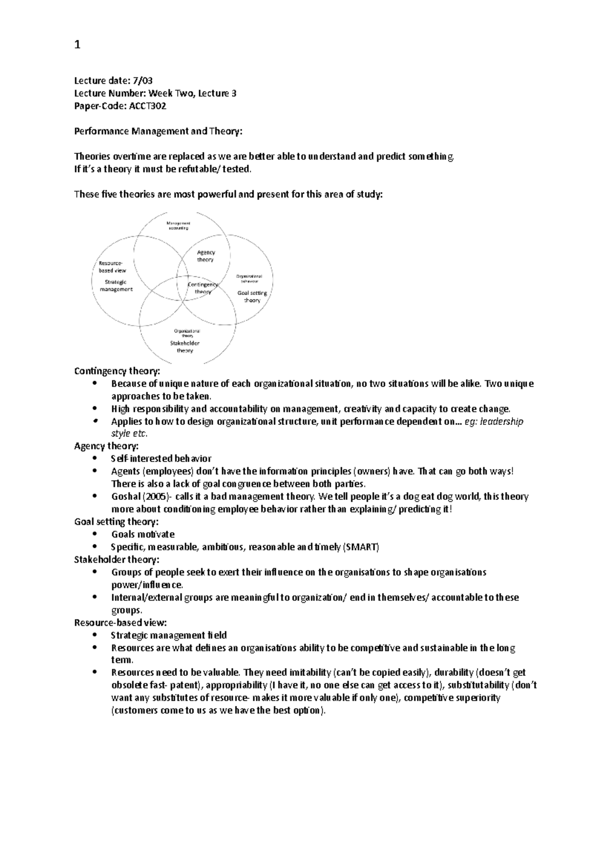 ACCT302- lecture 3 - Very good notes - 1 Lecture date: 7/ Lecture ...