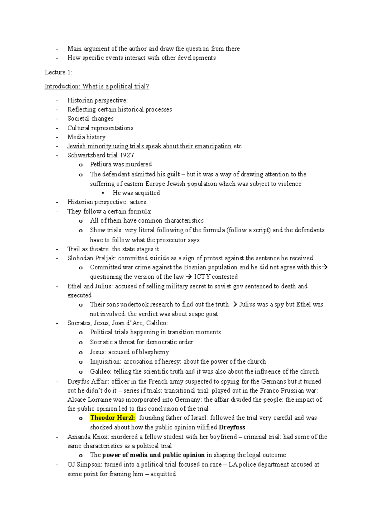 Trials lecture notes - Main argument of the author and draw the ...