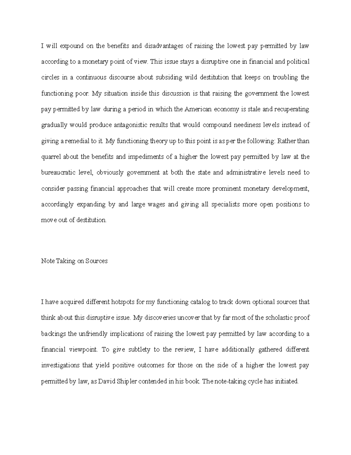 Essay - Raising the Federal Minimum Wage - I will expound on the ...