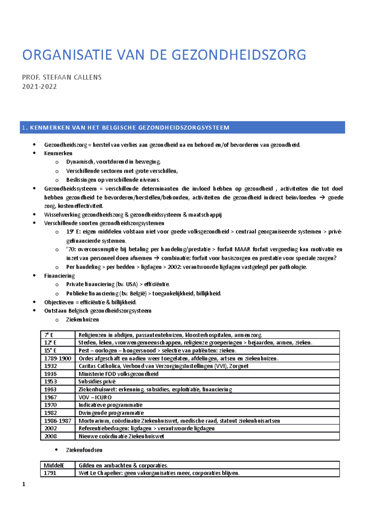 Organisatie van de gezondheidszorg - ORGANISATIE VAN DE GEZONDHEIDSZORG ...