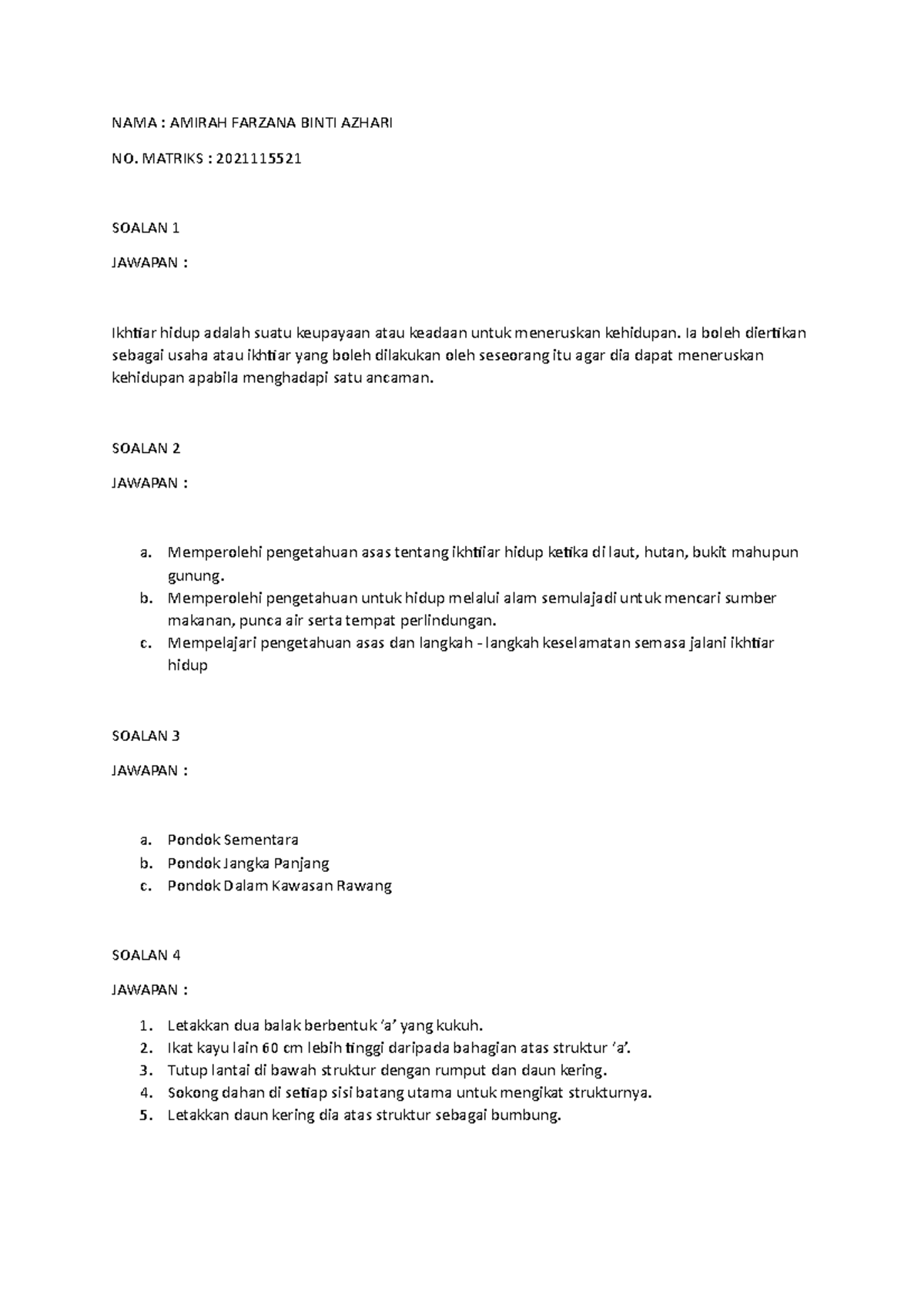 Kesatria Negara Ikhtiar Hidup HBU 111 UITM SEM 1 - NAMA : AMIRAH ...