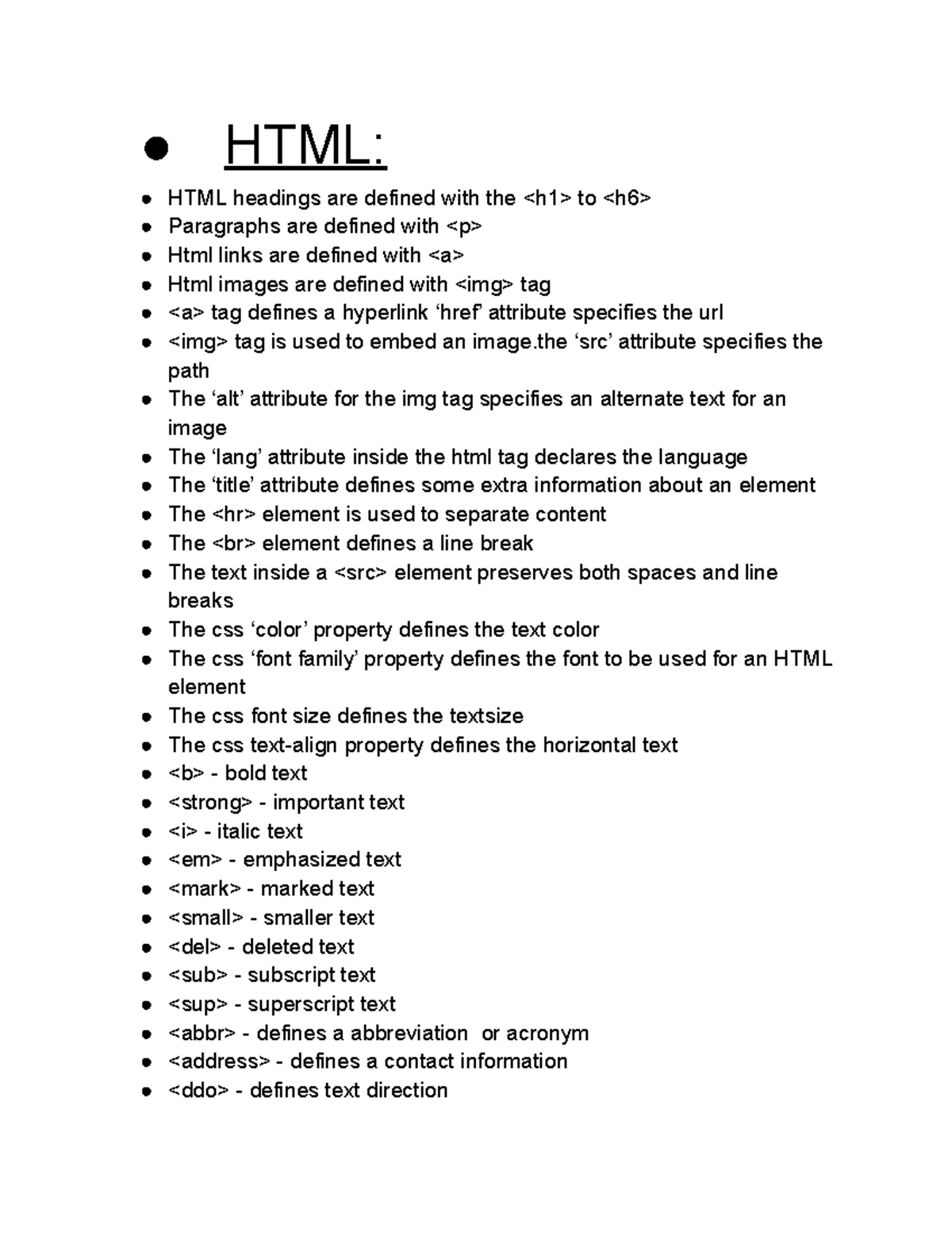 HTML learning - Lecture notes 1 - HTML: HTML headings are defined with ...