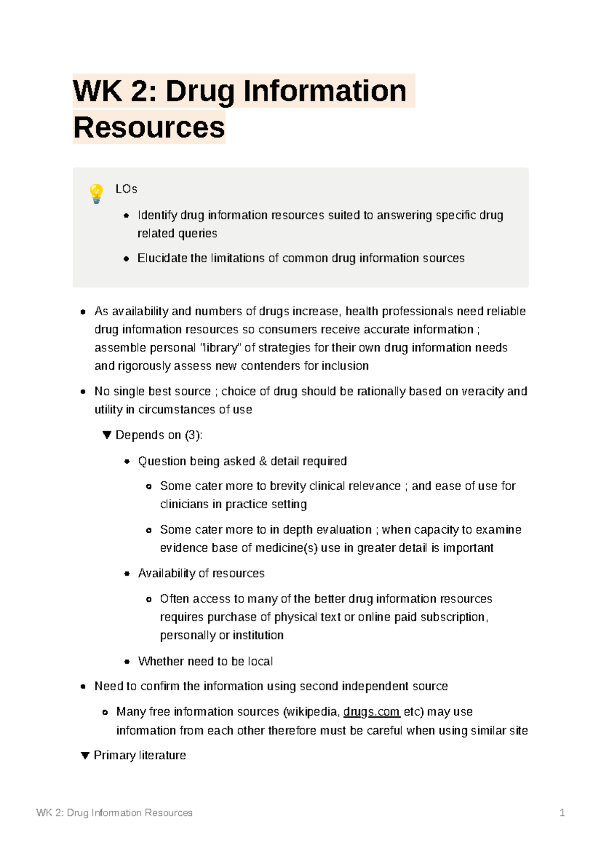 MMED3934 Drug Information Resources - WK 2: Drug Information Resources ...
