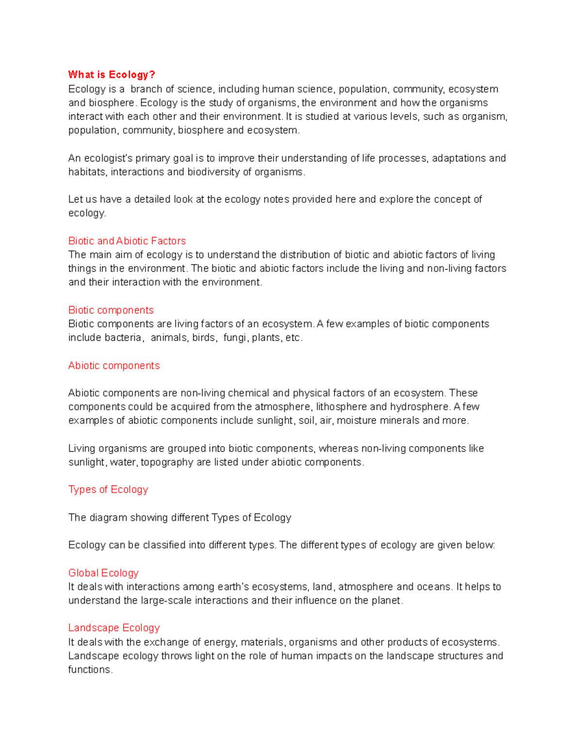 Ecology it's definition and types - What is Ecology? Ecology is a ...