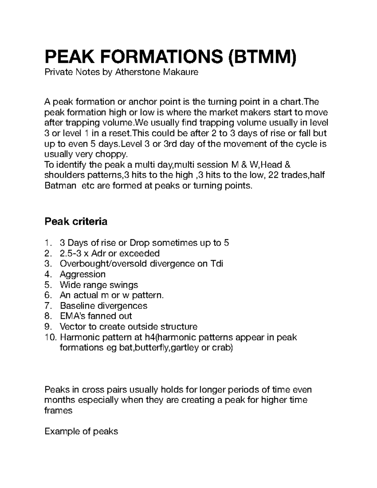 Peak Notes - peaks - PEAK FORMATIONS (BTMM) Private Notes by Atherstone ...