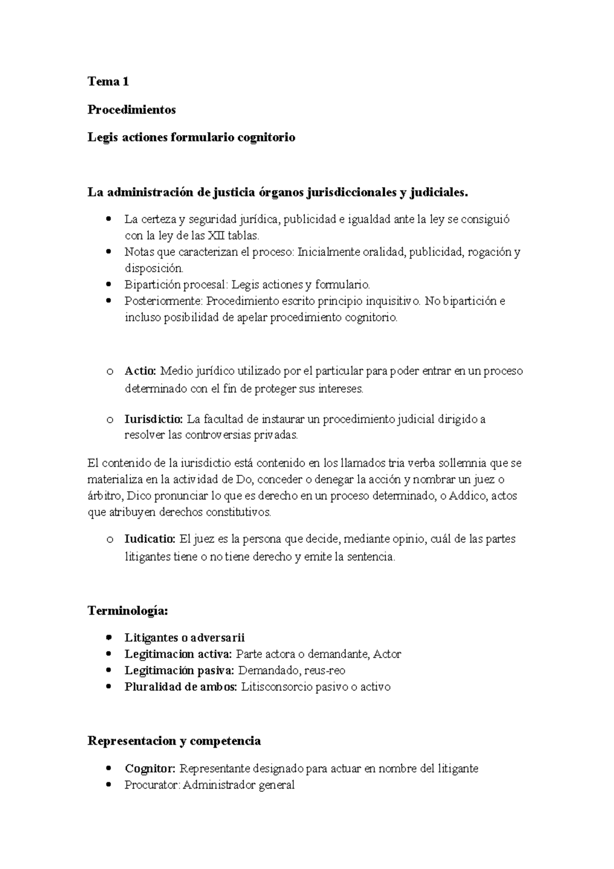Tema 1 derecho romano - Tema 1 Procedimientos Legis actiones formulario ...