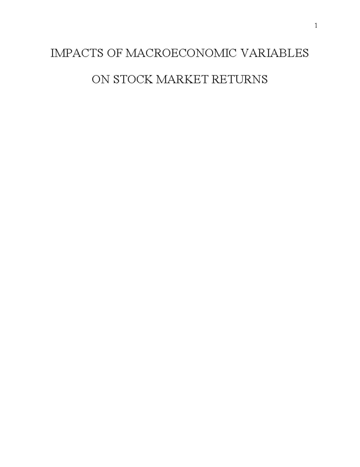 Thesis Impacts of macroeconomic variables on stock market returns ...