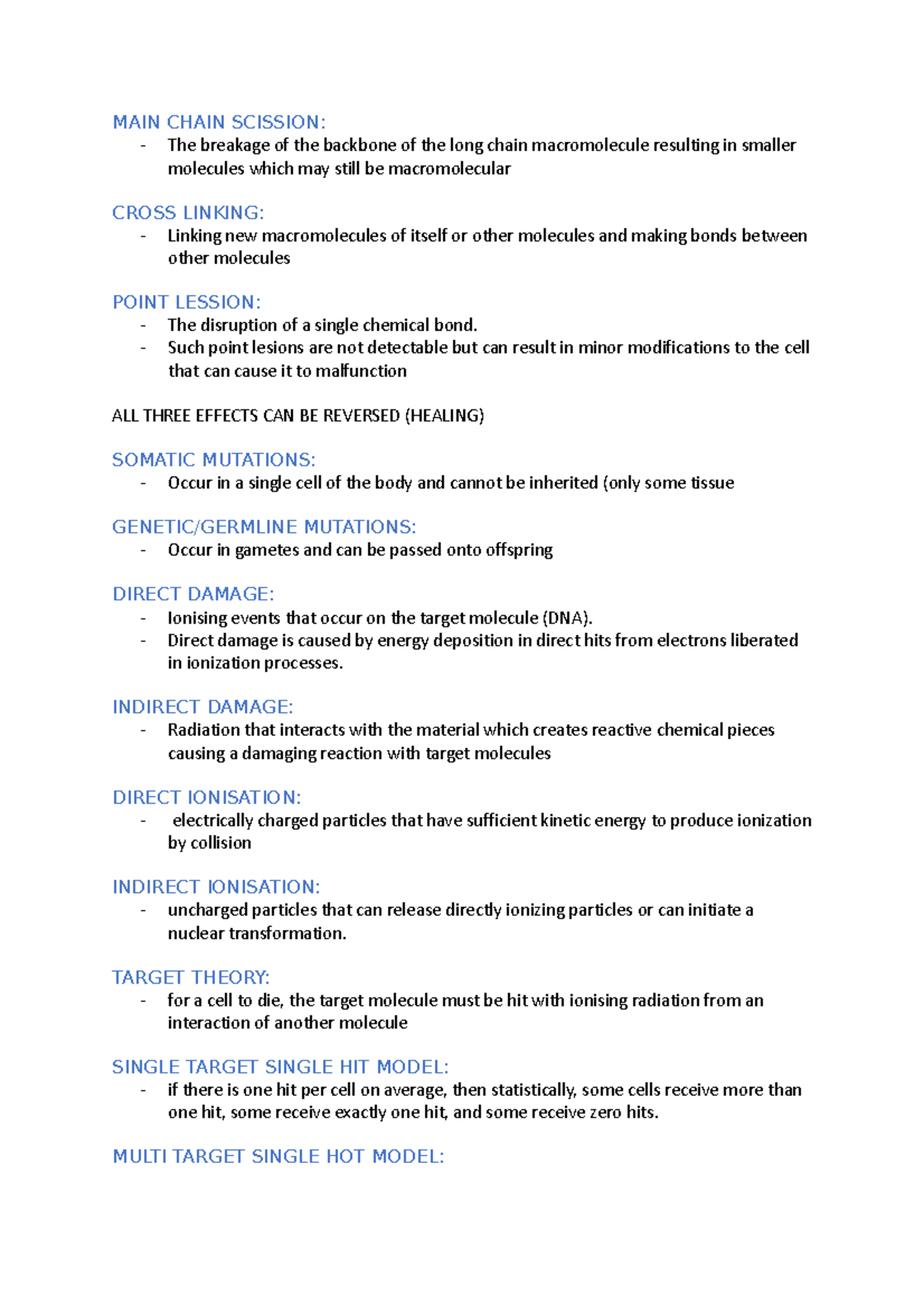 Physics summary - MAIN CHAIN SCISSION: The breakage of the backbone of ...