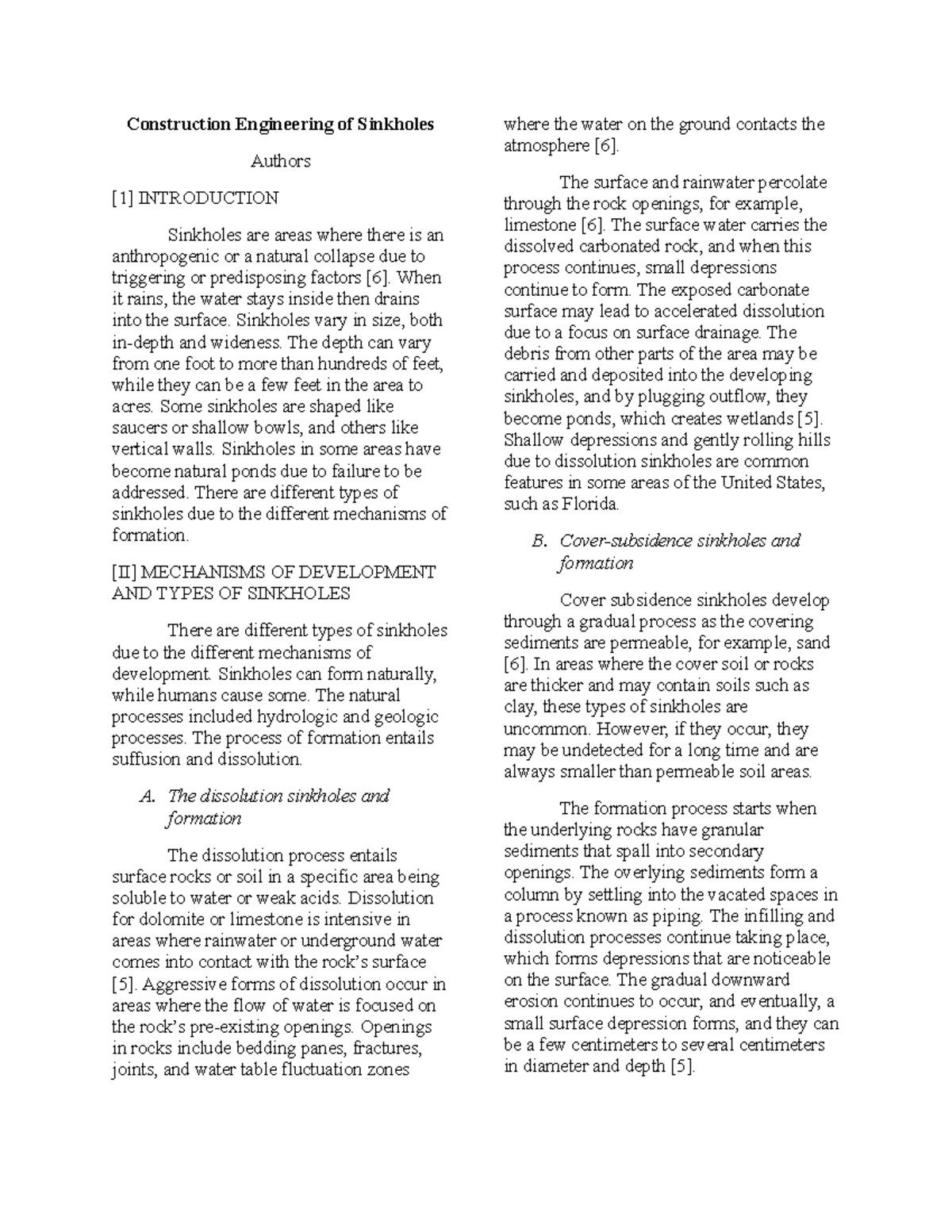 Construction Engineering of Sinkholes - Construction Engineering of ...