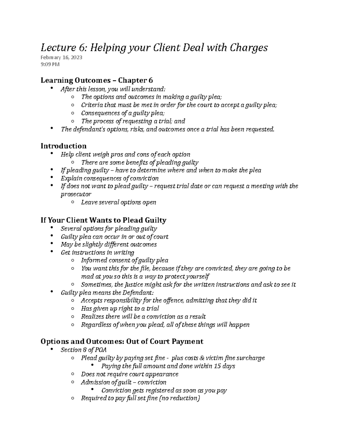 Lecture 6 Helping your Client Deal with Charges - Lecture 6: Helping ...