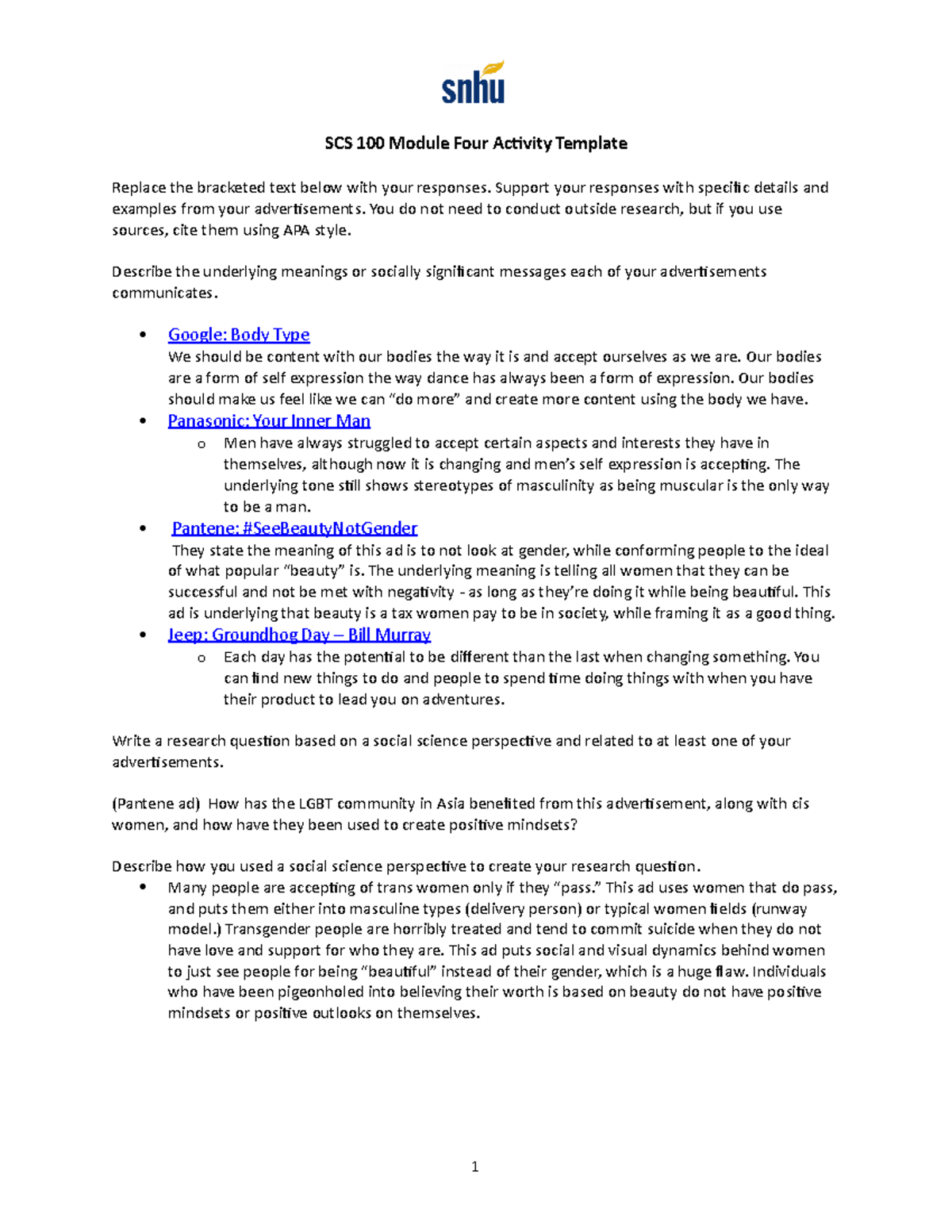 Scs 100 Module Four Activity Template Scs 100 Module Four Activity Template Replace The