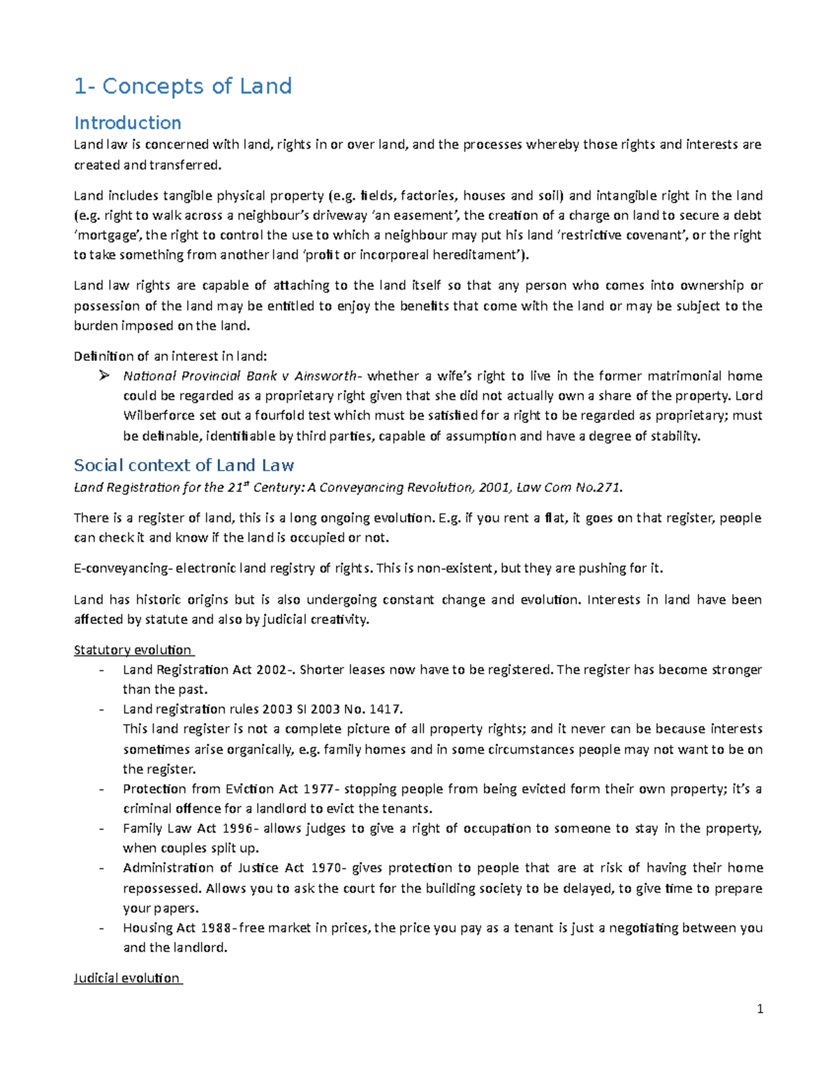 Concepts of Land topic lecture notes - 1- Concepts of Land Introduction ...