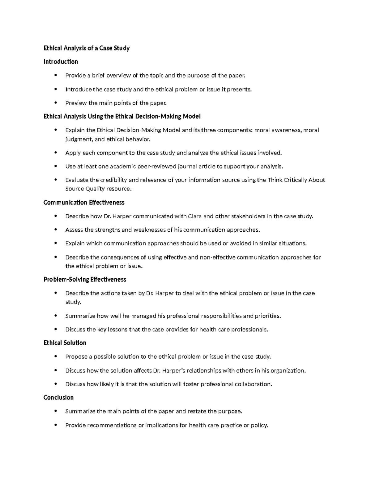 Ethical Analysis of a Case Study - Ethical Analysis of a Case Study ...