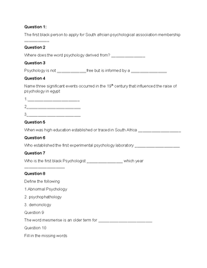 PYC1511 Unit 001 - The history of psychology in Africa - Unit 1 The ...