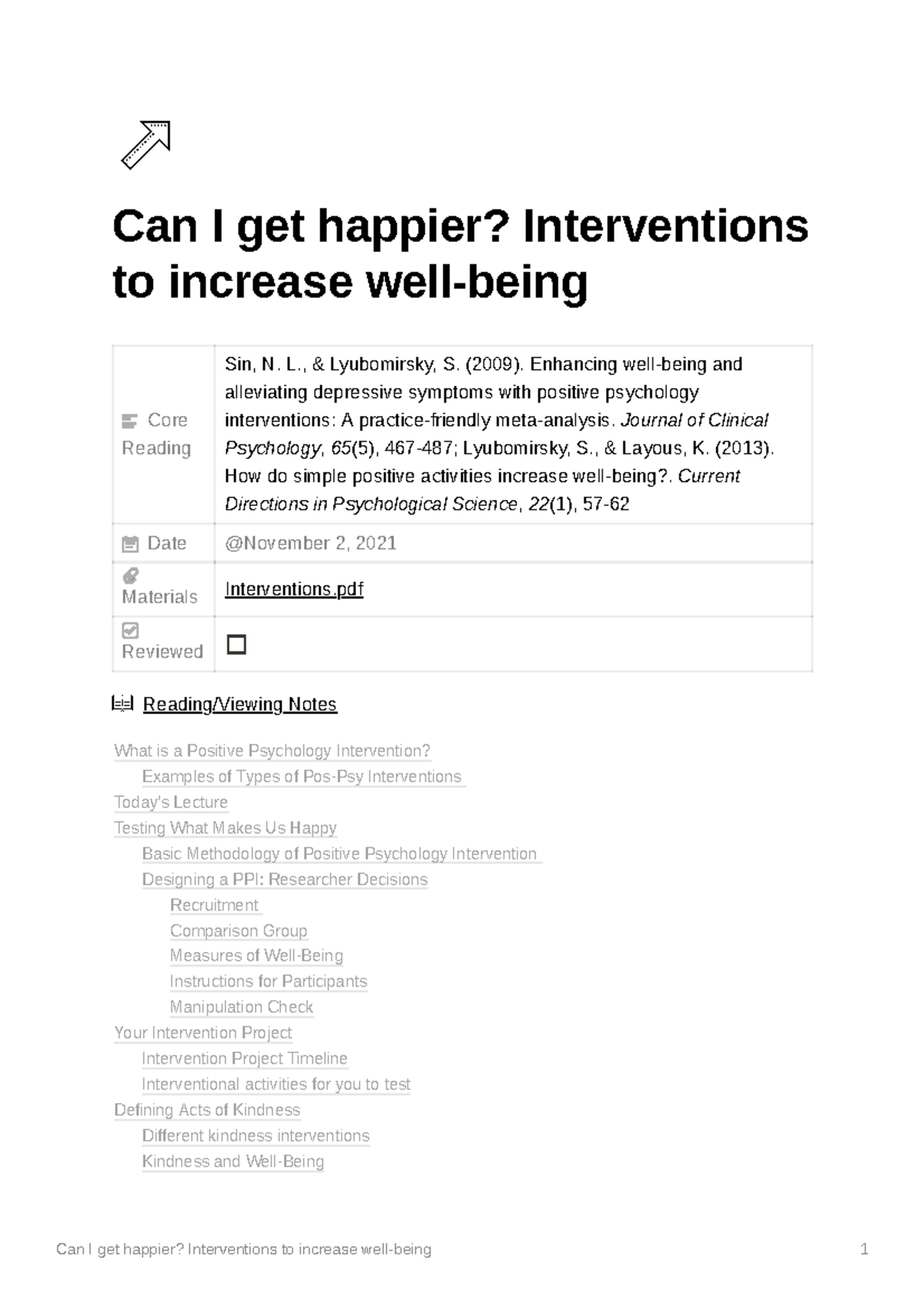 Can I get happier Interventions to increase well-being - Lecture 4 ...