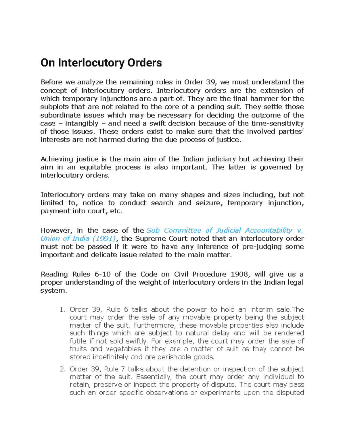 Interlocutory Order - On Interlocutory Orders Before we analyze the ...