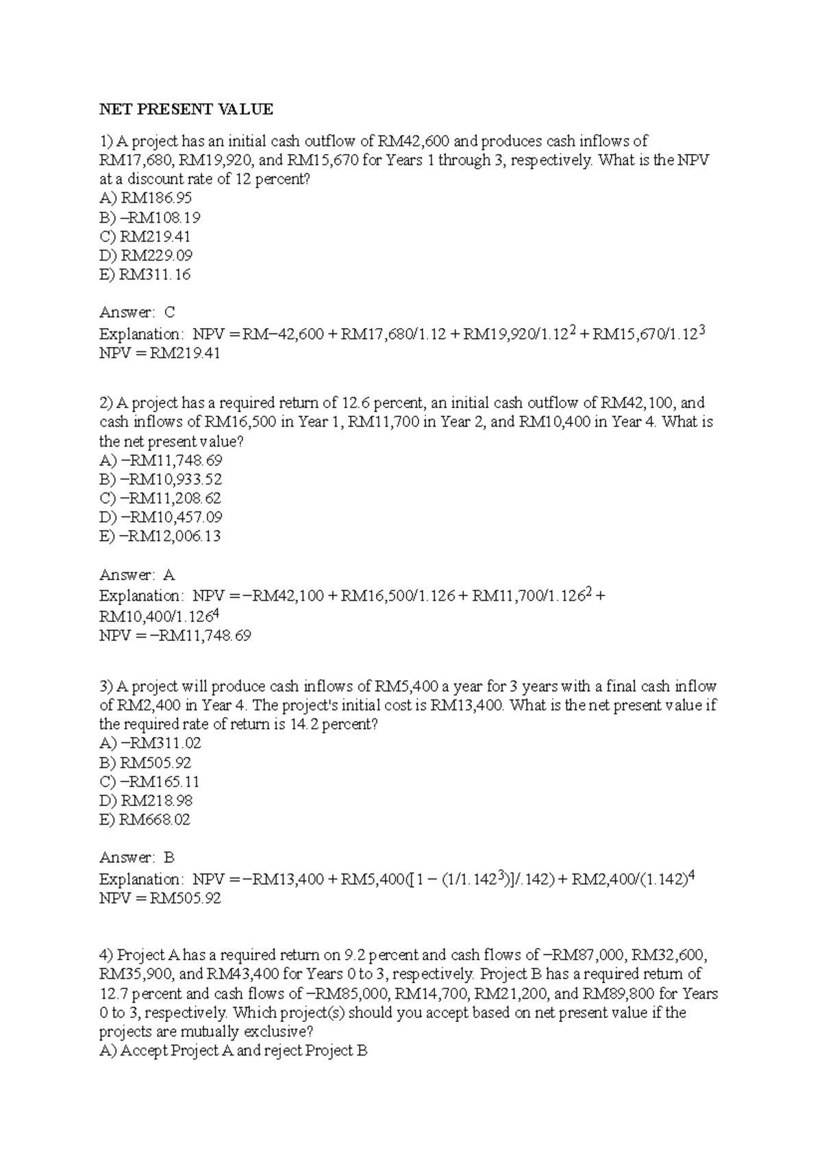 BKAR Financial Accounting Chapter 5 topic inventory - NET PRESENT VALUE ...