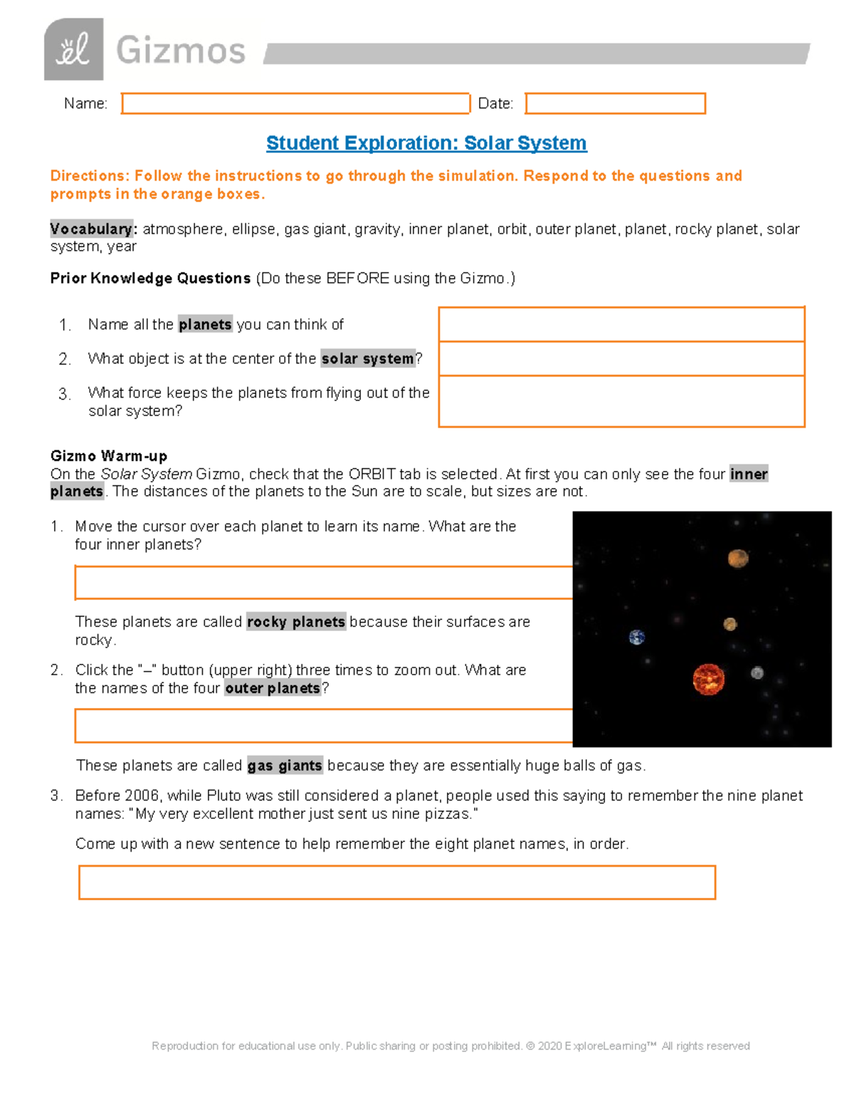 Solar System SE - fcghvjbnknhvgc - Name: Date: Student Exploration ...