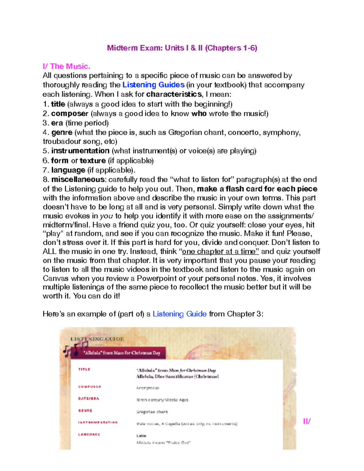 1. Study Guide Midterm - Midterm Exam: Units I & II (Chapters 1-6) I ...