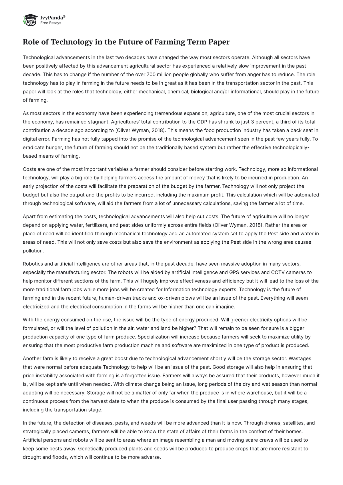 Role of Technology in the Future of Farming - 1300 Words Term Paper ...