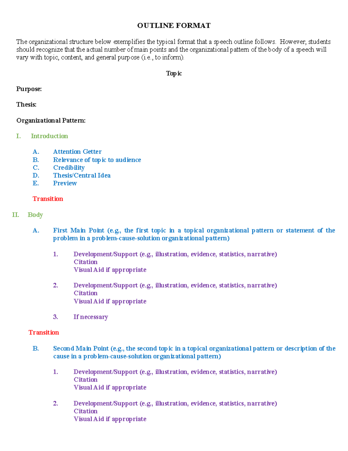Color Coded Outline (1)-1 - OUTLINE FORMAT The organizational structure ...