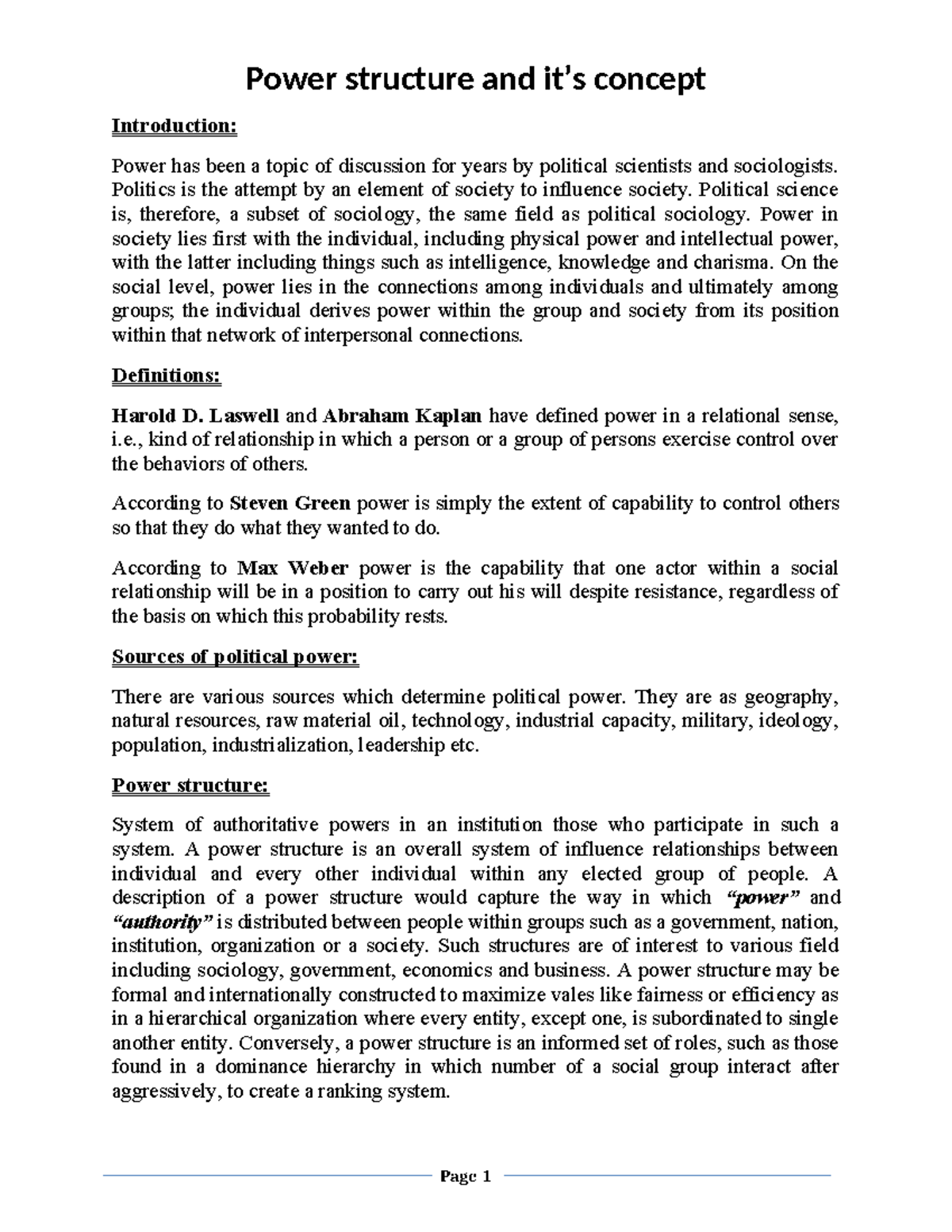 Introduction to Power Structure - Power structure and it’s concept ...