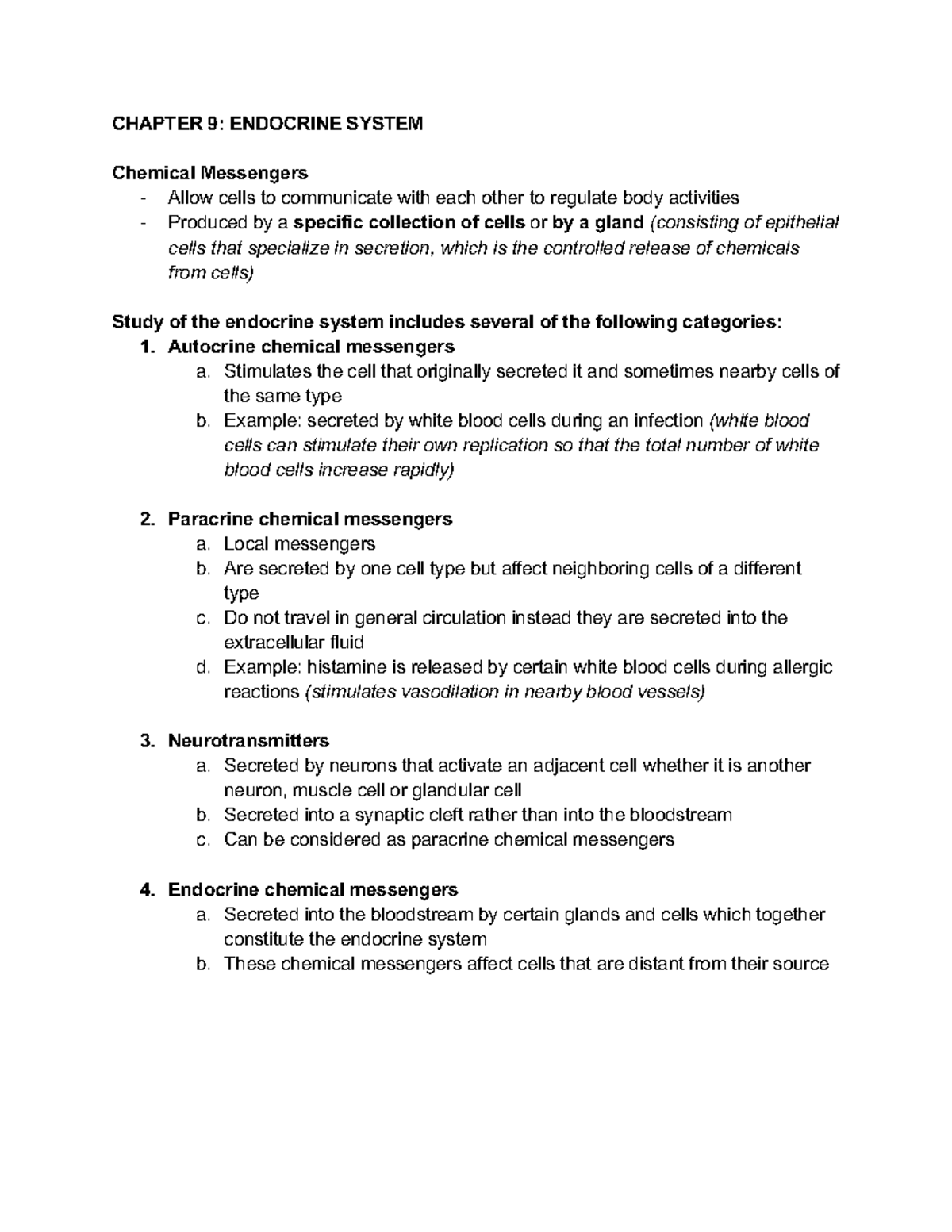 Anaphy Endocrine System - CHAPTER 9: ENDOCRINE SYSTEM Chemical ...