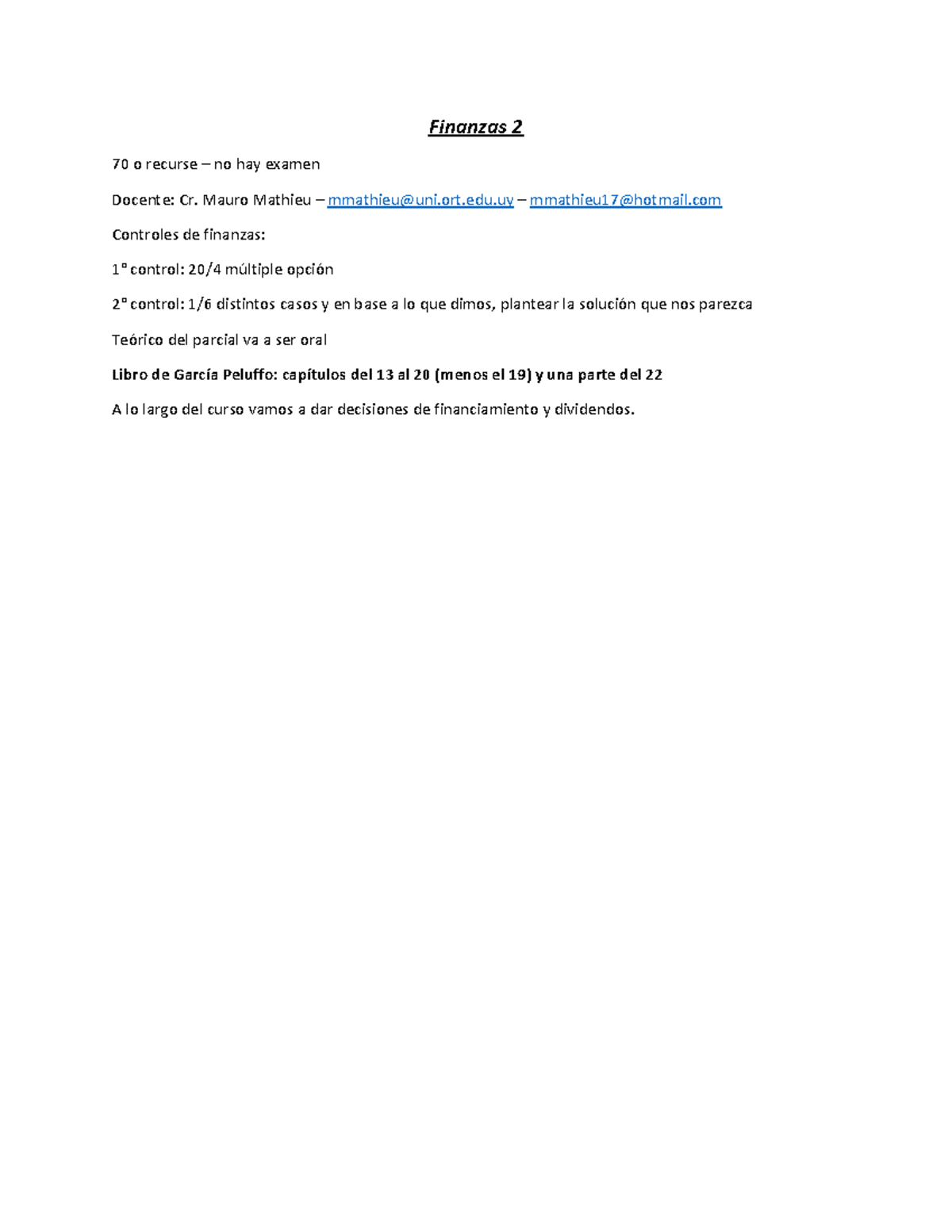 Resumen Finanzas 2 Jose - Finanzas 2 70 o recurse – no hay examen ...