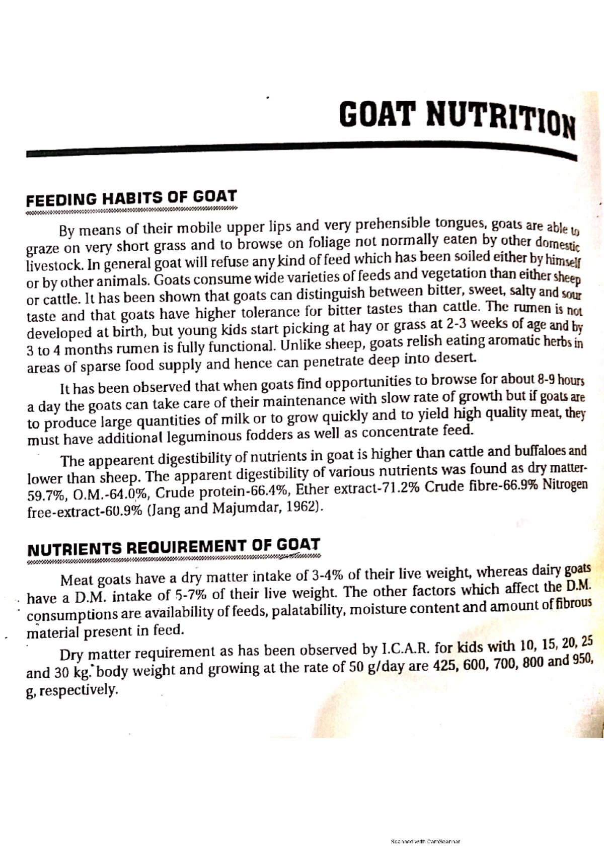 Goat Nutrition - AHD Notes - animal husbandary - Studocu