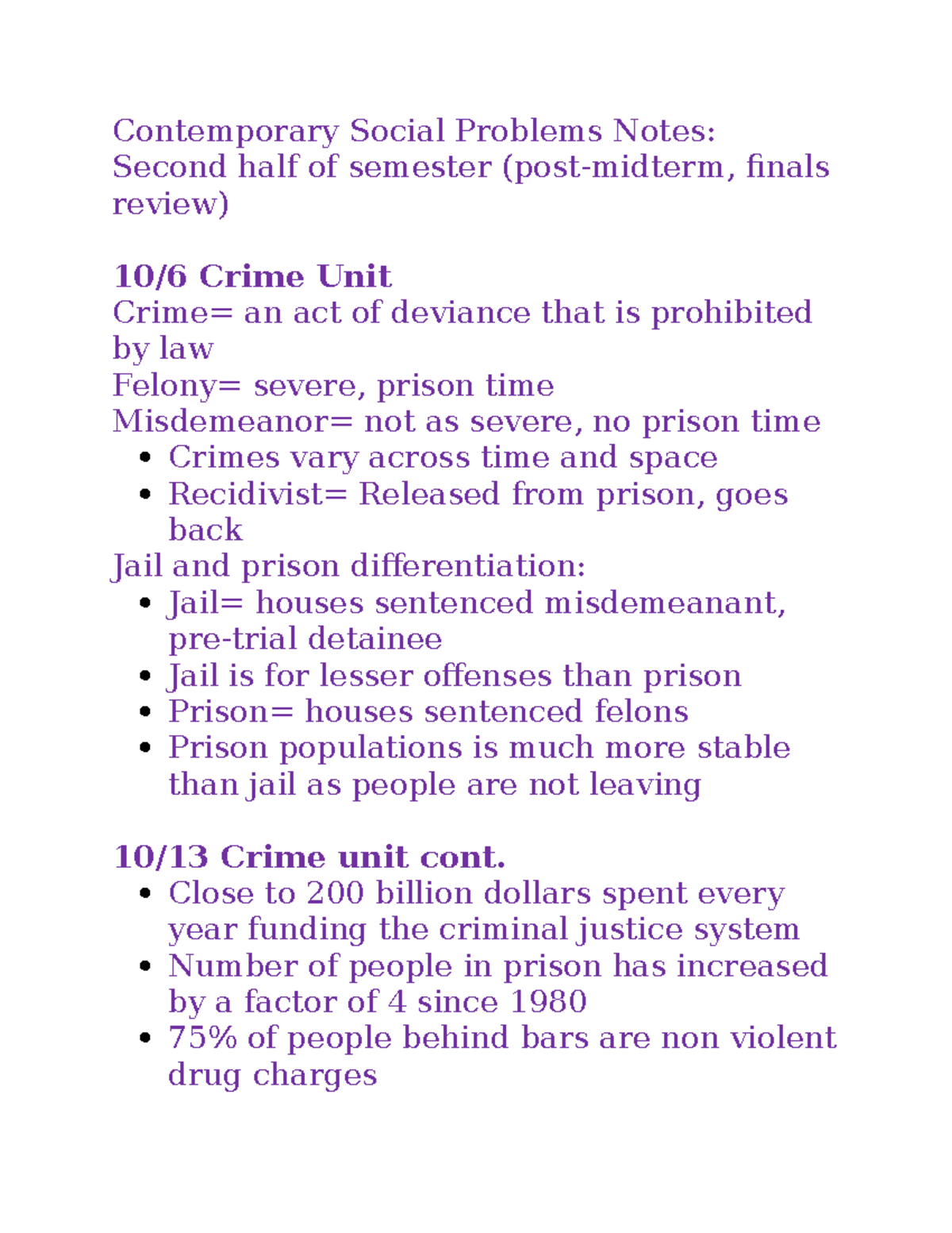 Contemp soc problems - Contemporary Social Problems Notes: Second half ...