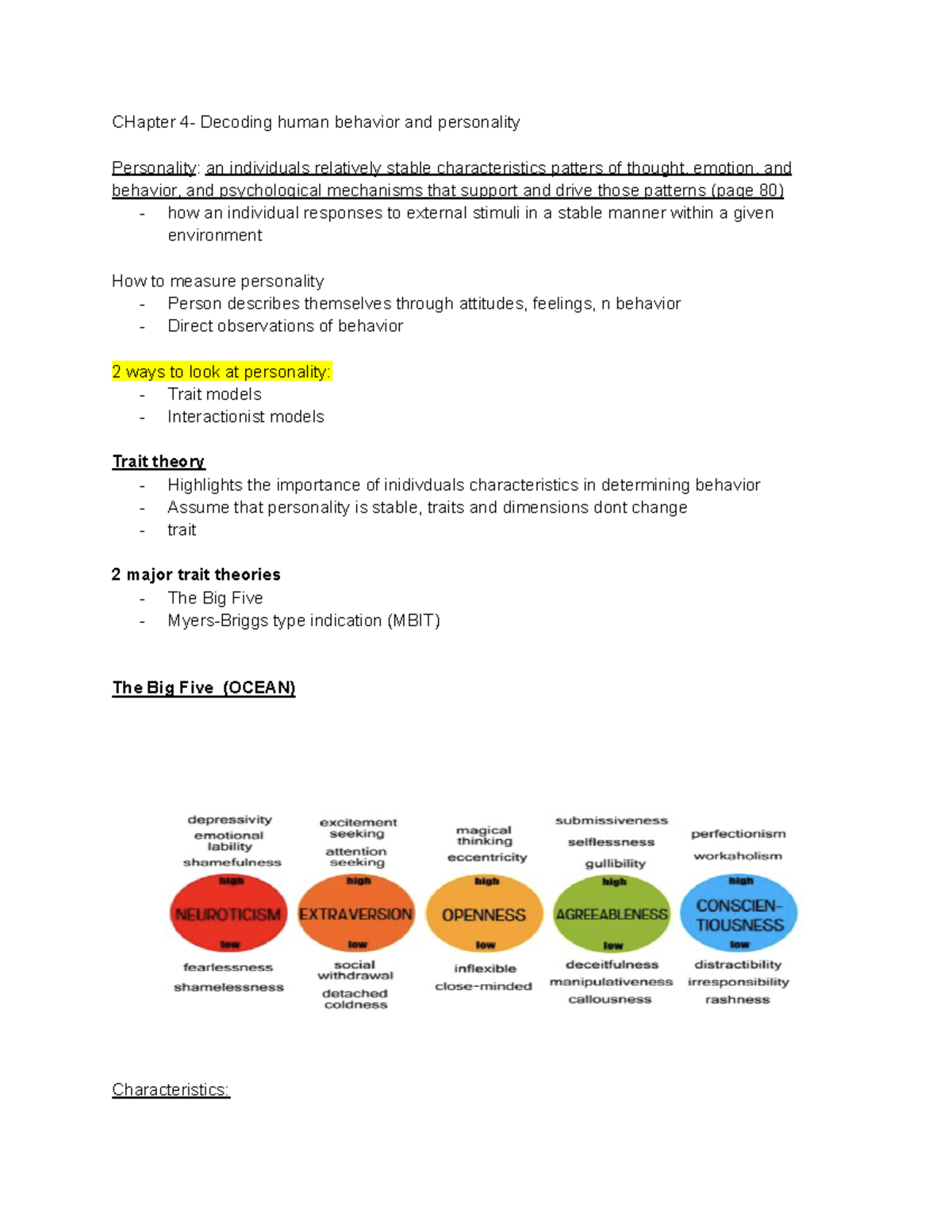 Decoding Human Behavior and Personality - Studocu