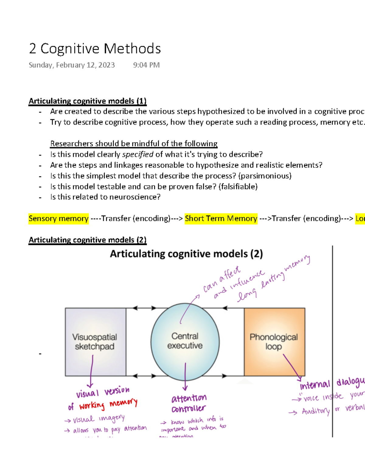 Lecture 2 Cognitive Methods - Articulating cognitive models (1) Are ...