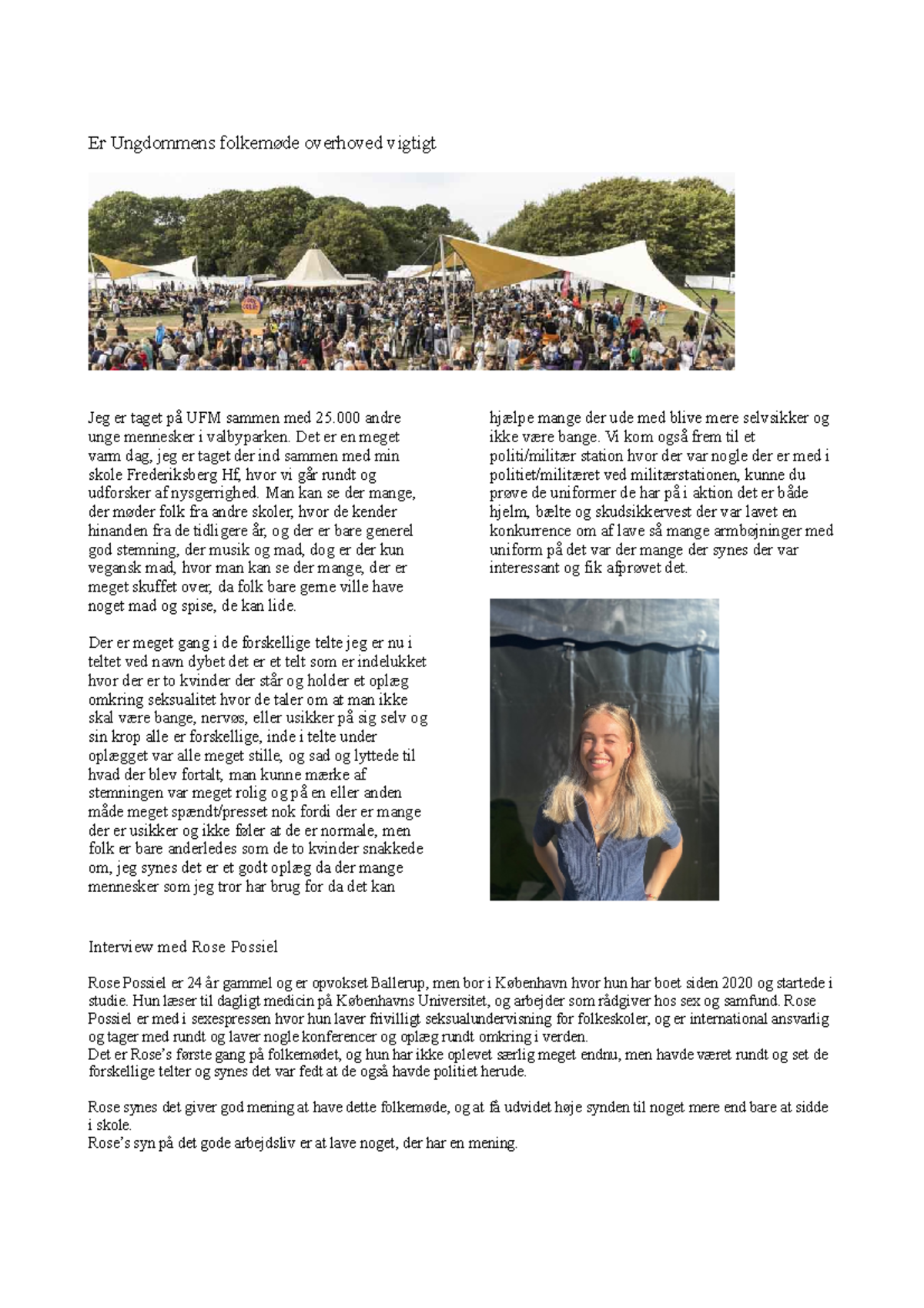 Repotage UFM - report fra ufm - Er Ungdommens folkemøde overhoved ...