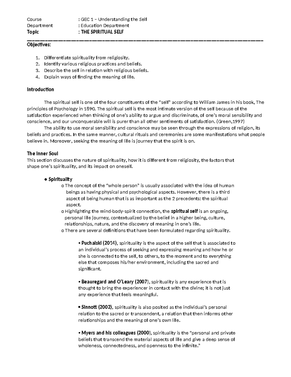 GEC 1 Activity 7 - Course : GEC 1 – Understanding the Self Department ...