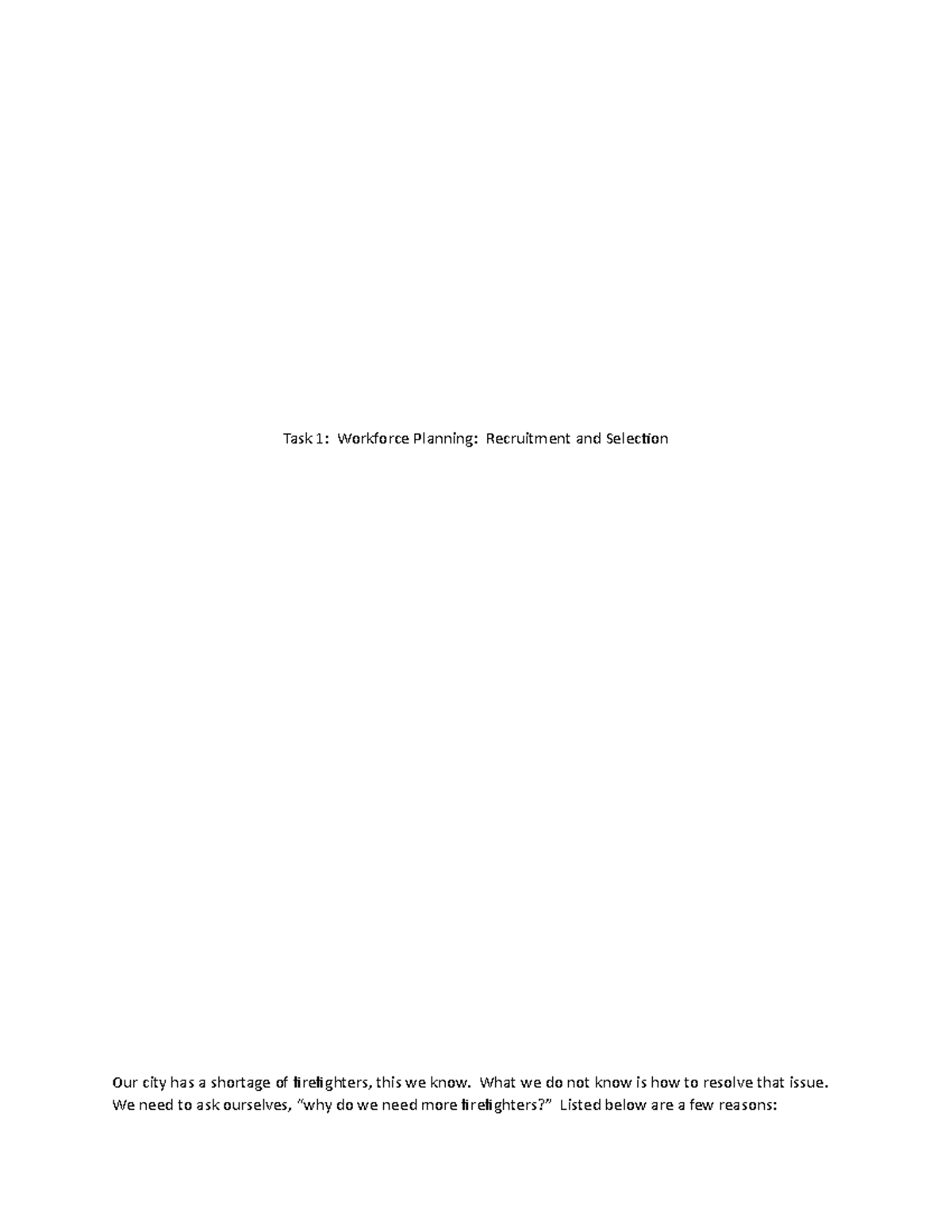 Workforce Planning C234 - Task 1 Workforce Planning - Task 1: Workforce ...