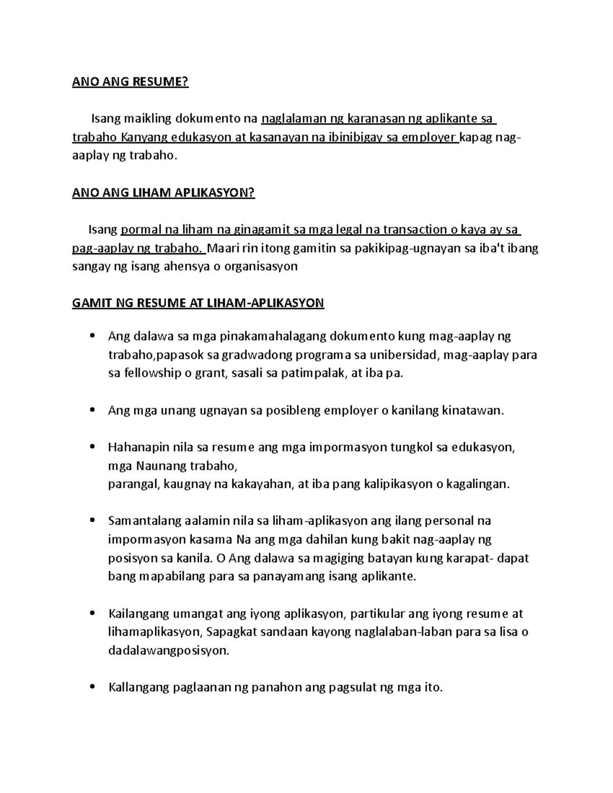 Larang- Lessonscompilation - ANO ANG RESUME? Isang maikling dokumento ...