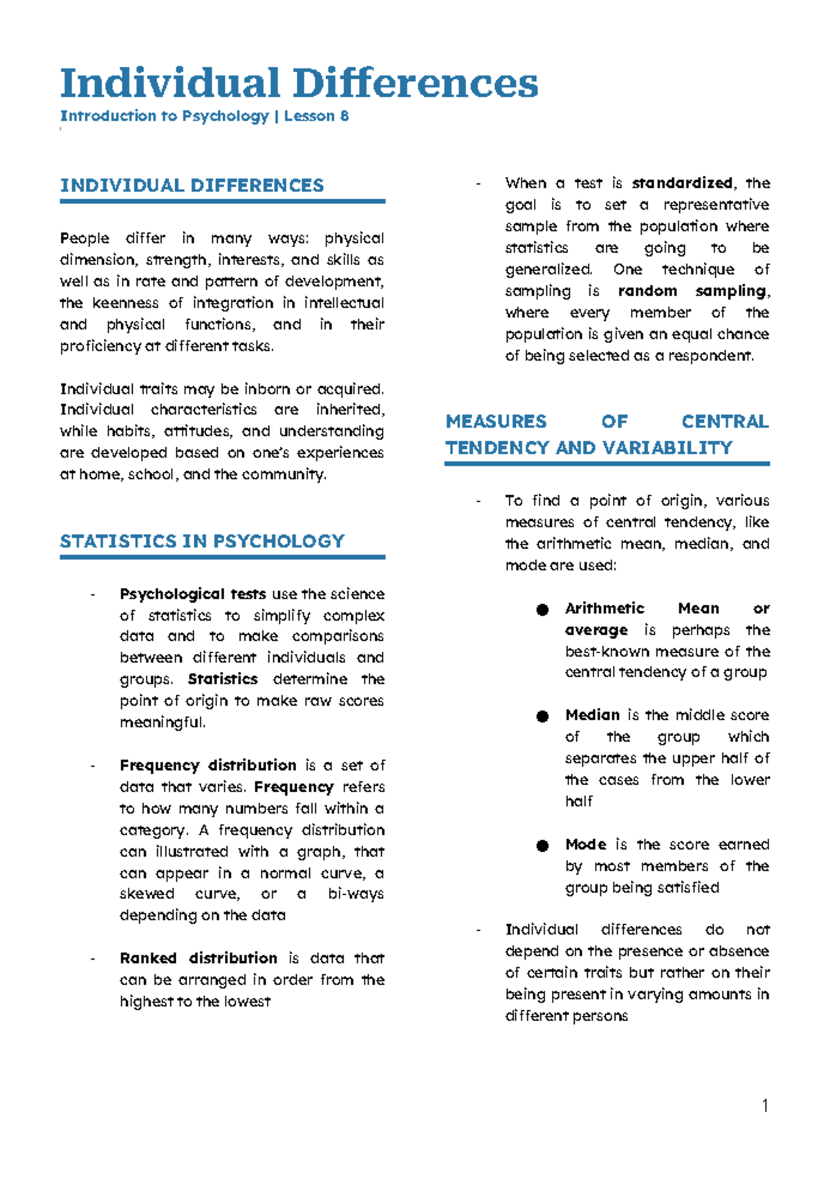 Individual Differences - Intro to Psych - Individual Differences ...