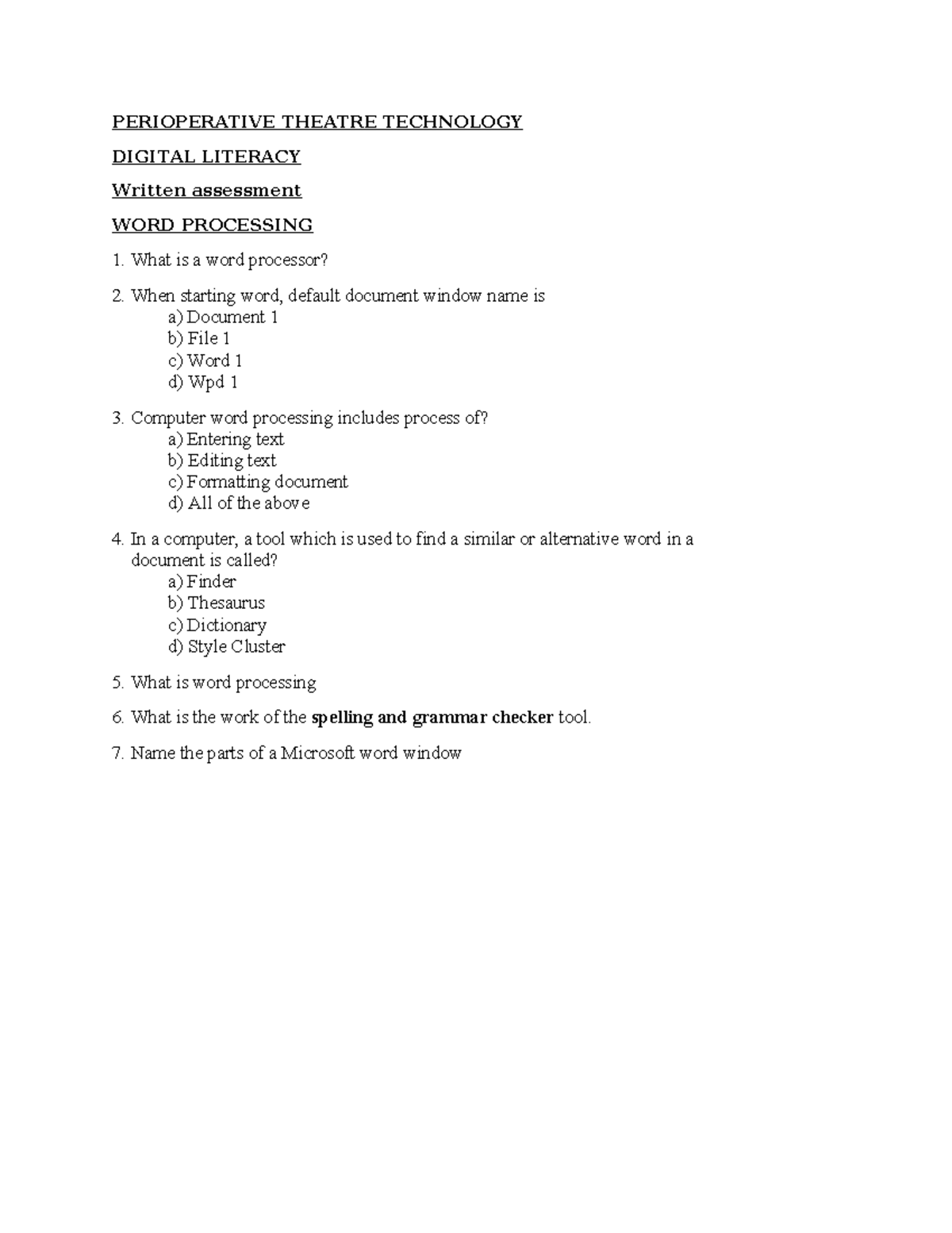 Digital Literacy - Practice - PERIOPERATIVE THEATRE TECHNOLOGY DIGITAL ...