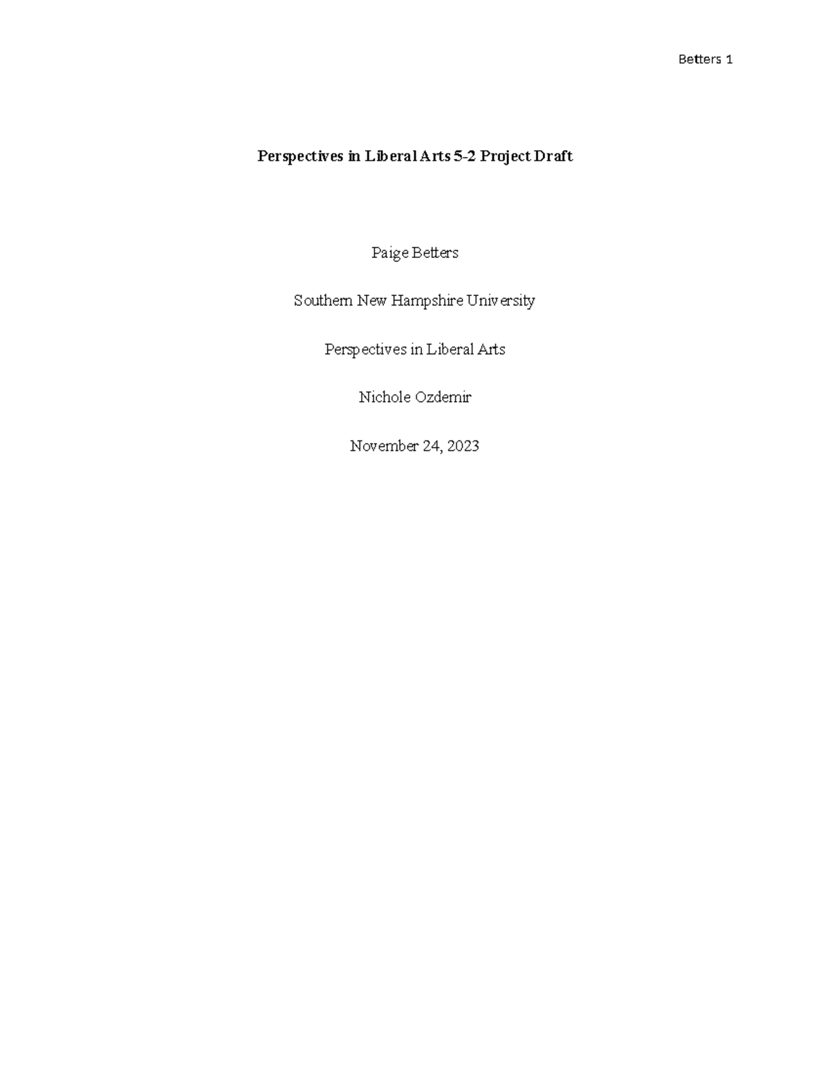 Module 5 Project Draft - Perspectives in Liberal Arts 5-2 Project Draft ...