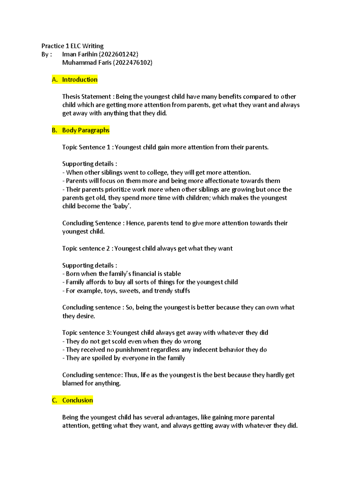 Practice 1 ELC Writing - kkkkkk - Practice 1 ELC Writing By : Iman ...