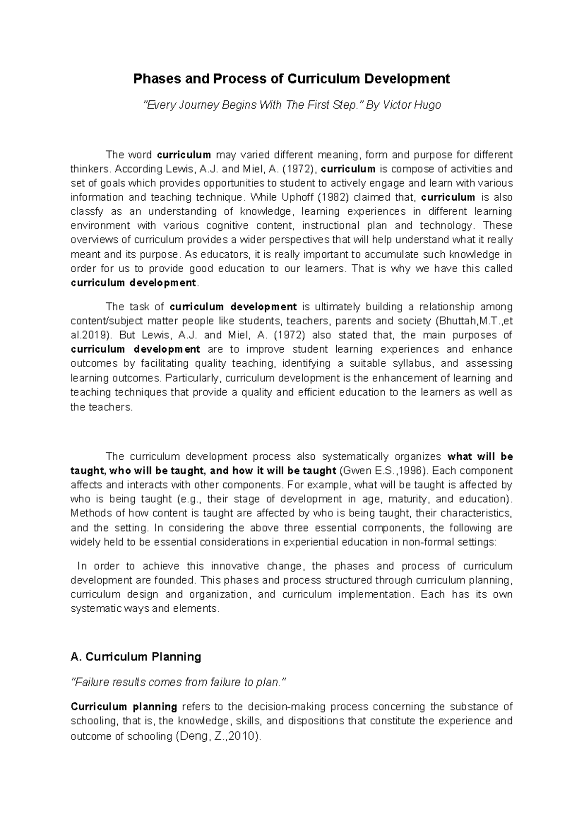Phases and Process of Curriculum Development - Phases and Process of ...